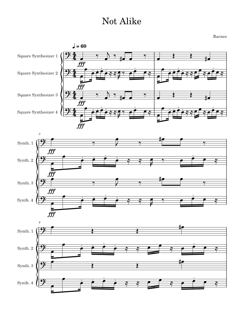 Not Alike Sheet Music for Synthesizer (Mixed Quartet) | MuseScore.com