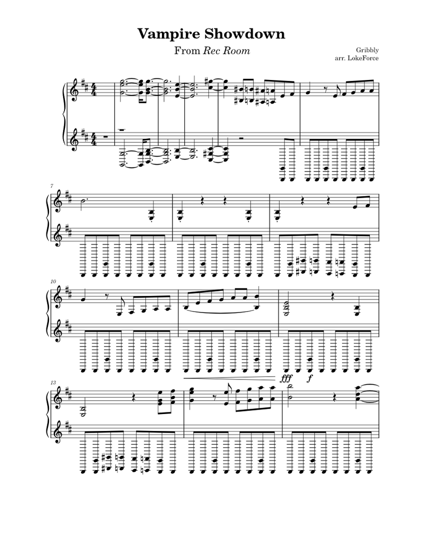 Vampire Showdown – Gribbly Rec Room - Vampire Showdown Rec Room Sheet music for Piano (Solo ...