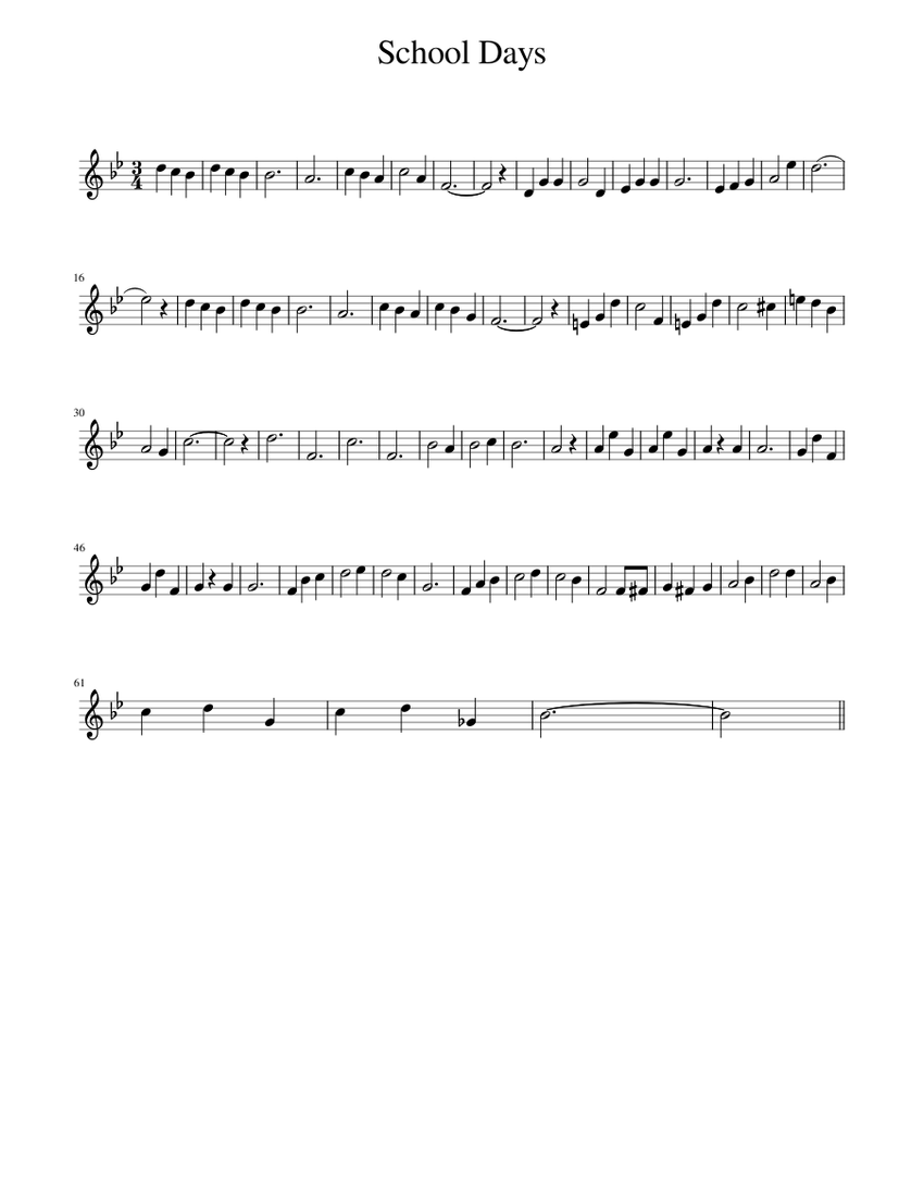 School Days Sheet music for Piano (Solo) Easy | Musescore.com