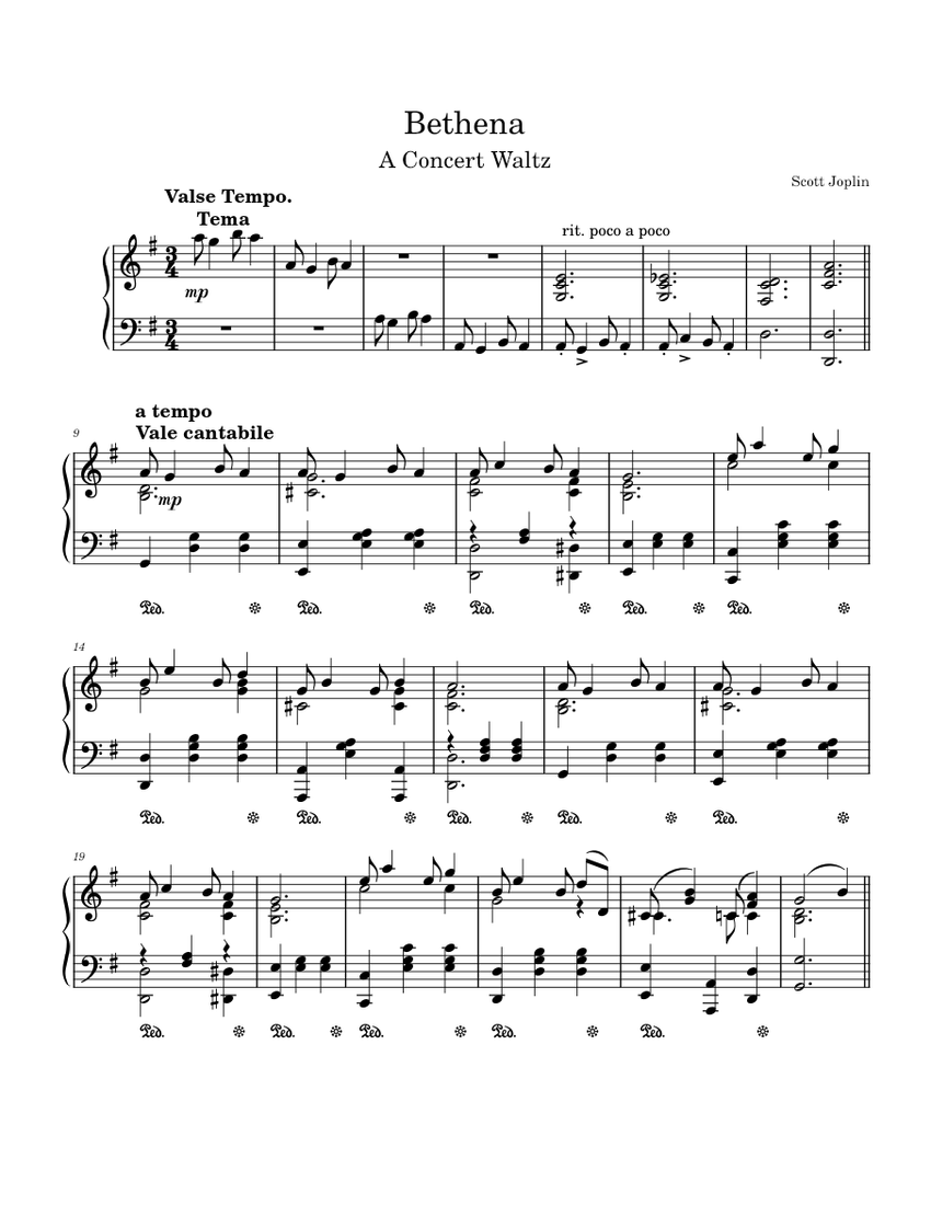Bethena Sheet music for Piano (Solo) | Musescore.com