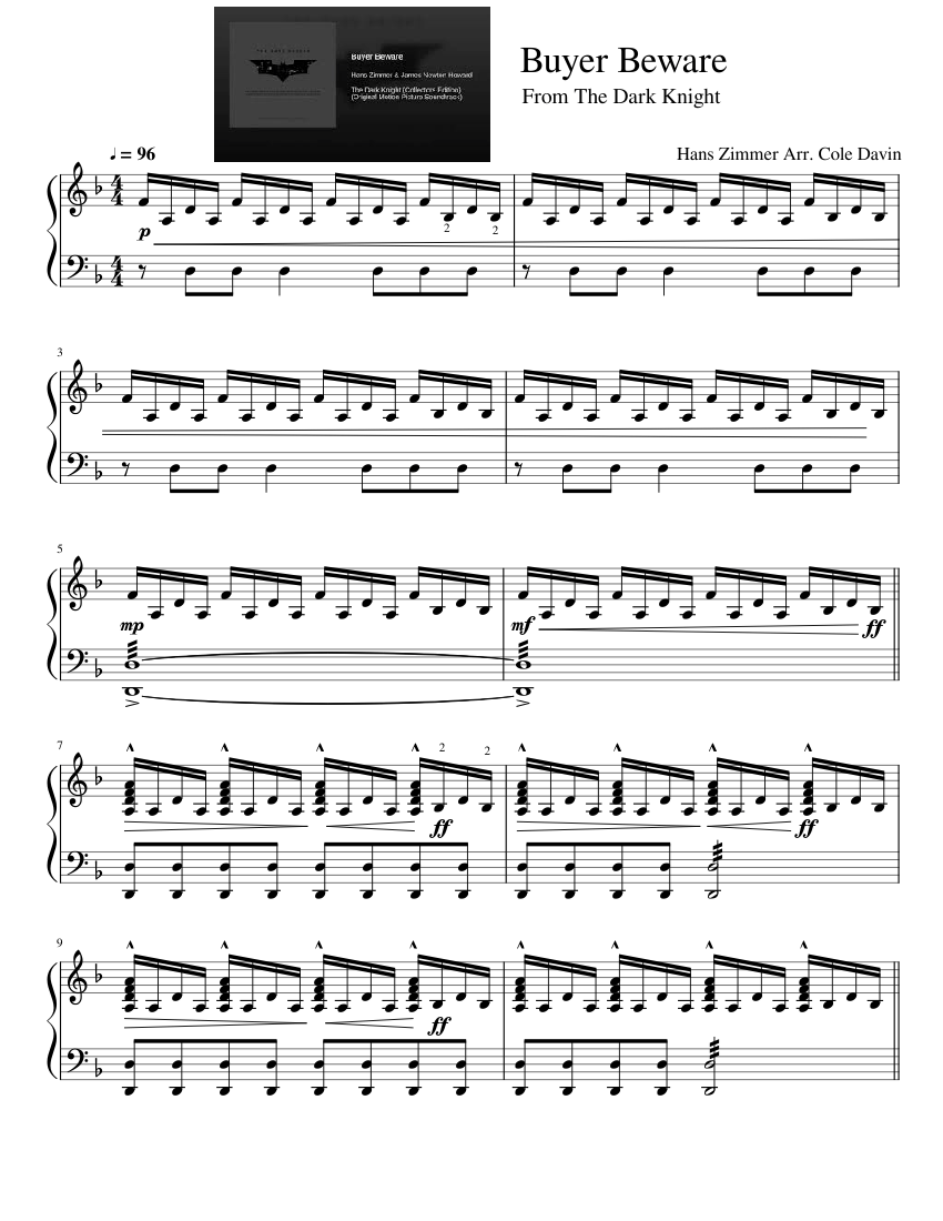 Buyer Beware (From The Dark Knight) Sheet music for Piano (Solo ...