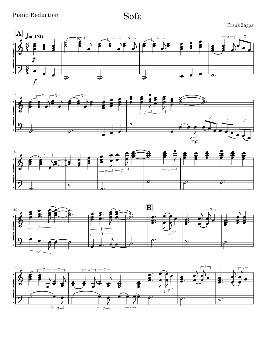 Sofa Sheet music for Piano, Bass guitar (Solo) | Musescore.com