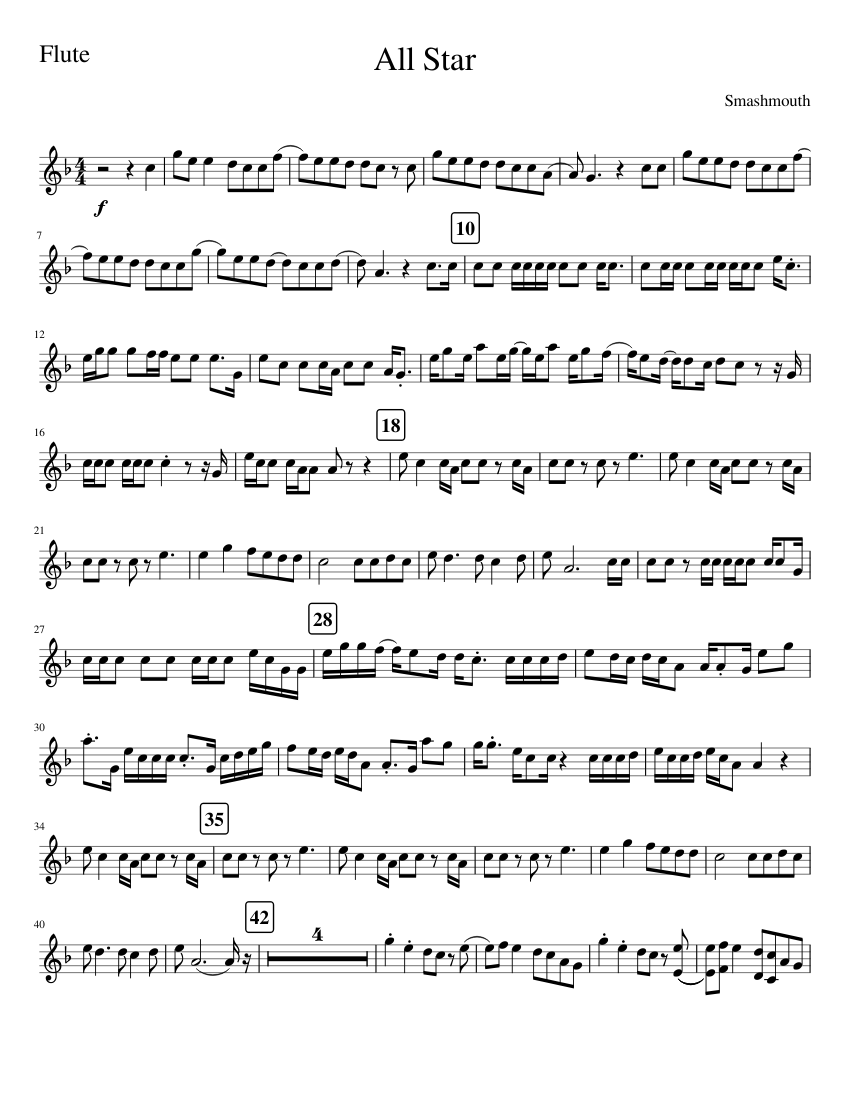 All Star Sheet Music for Saxophone alto (Solo) | MuseScore.com
