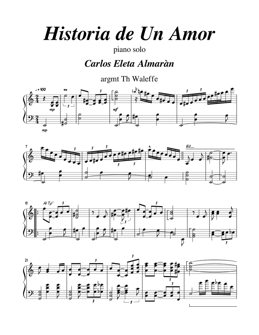 Historia de un amor - A love story - Carlos Eleta Almarán - Piano - By ...