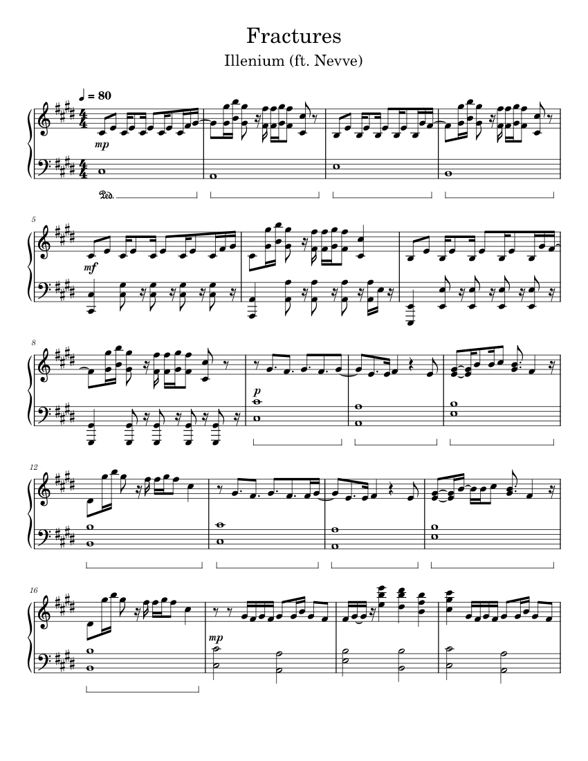 Fractures (feat. Nevve) - Illenium Sheet music for Piano (Solo ...