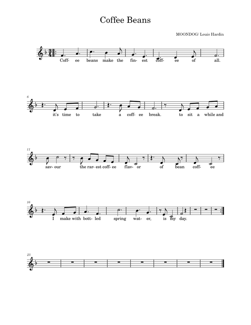 Coffee Beans Sheet Music for Vocals (Choral) | MuseScore.com