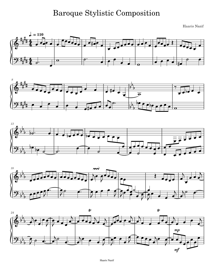 Baroque Stylistic Composition Sheet Music for Harpsichord (Solo ...