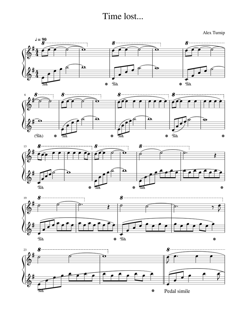 Time lost Sheet music for Piano (Solo) | Musescore.com