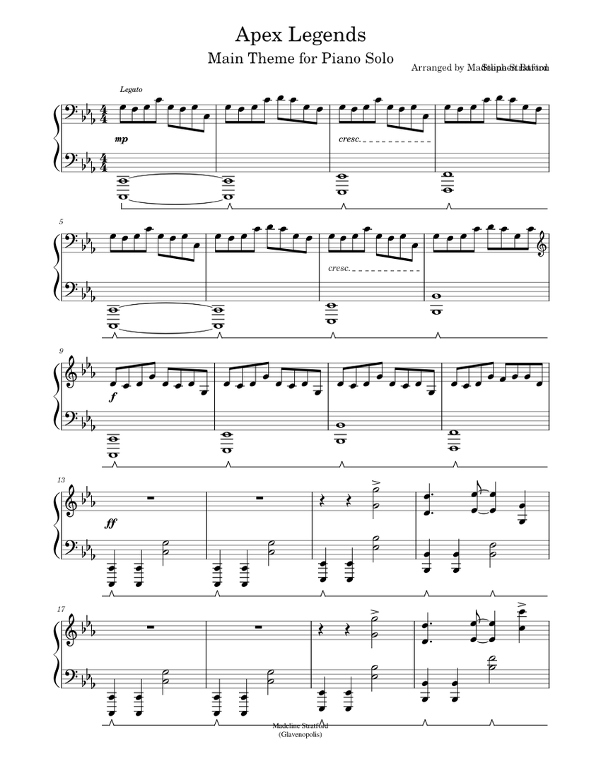 Apex Legends Main Theme - Steven Barton Sheet Music for Piano (Solo ...