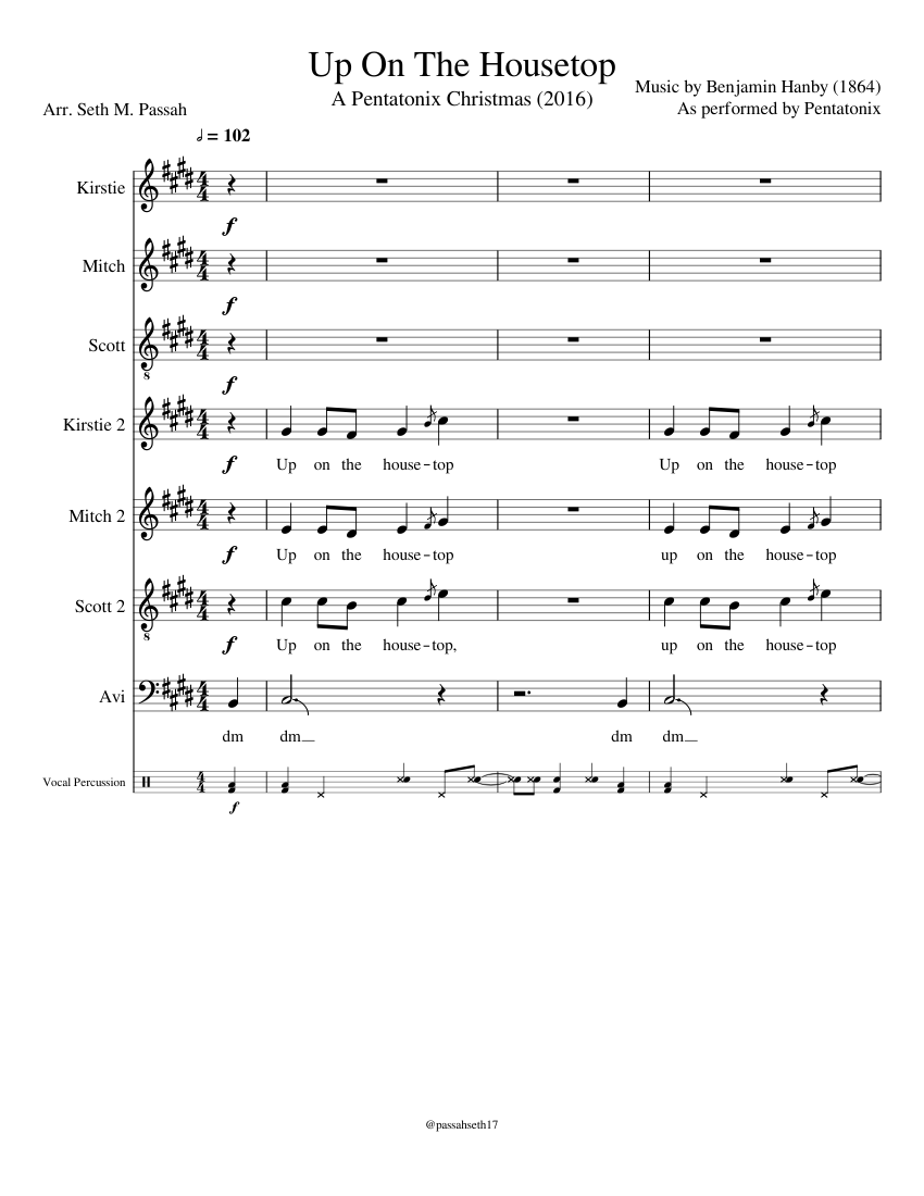Up On The Housetop Full Arrangement With Lyrics Sheet Music for Violin ...