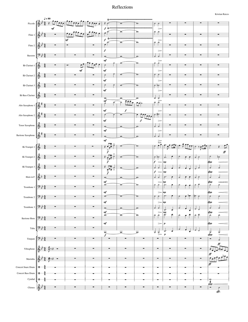 Reflections Sheet Music for Trombone, Tuba, Flute piccolo, Flute & more ...