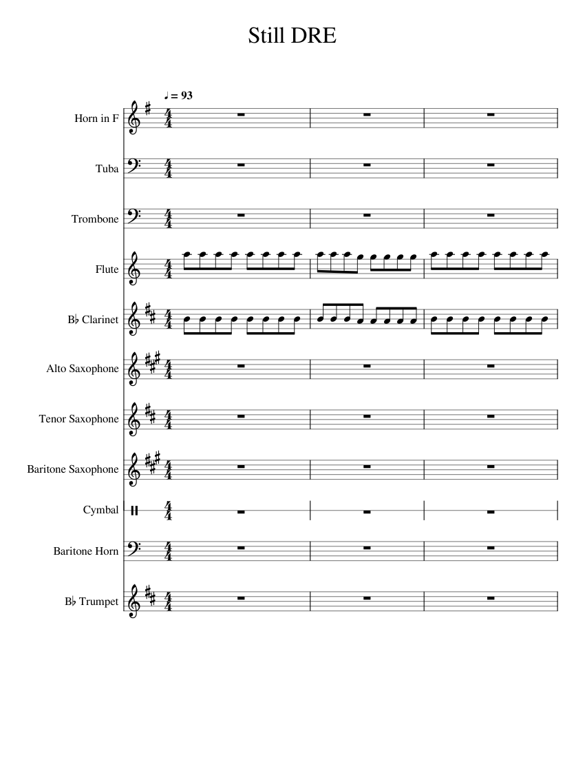 Still DRE Sheet Music for Trombone, Tuba, Flute, Clarinet in b-flat ...