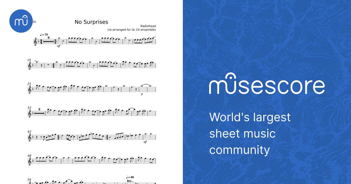 No surprises - Radiohead Sheet Music for Violin (Solo) | MuseScore.com