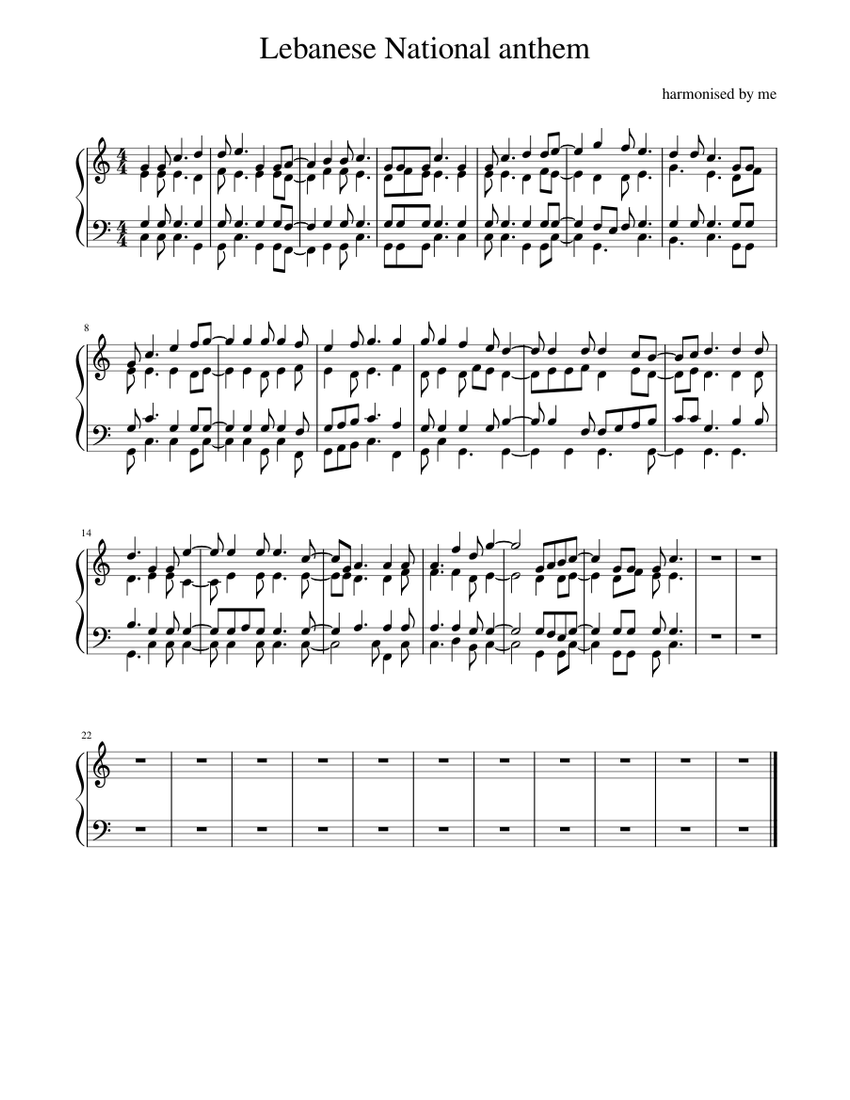 lebanese national anthem Sheet Music for Piano (Solo) easy | MuseScore.com