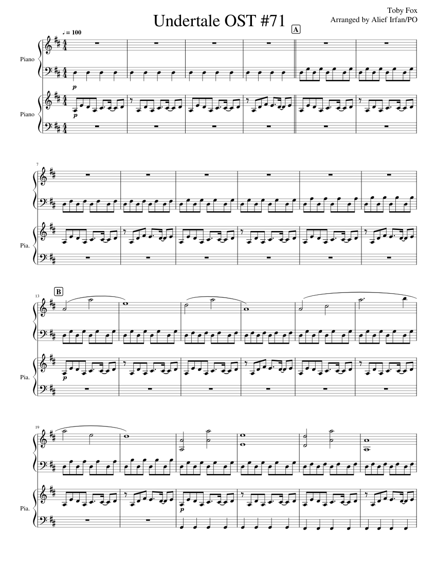 Undertale_OST_71 PIANO Sheet music for Piano (Piano Duo) | Musescore.com