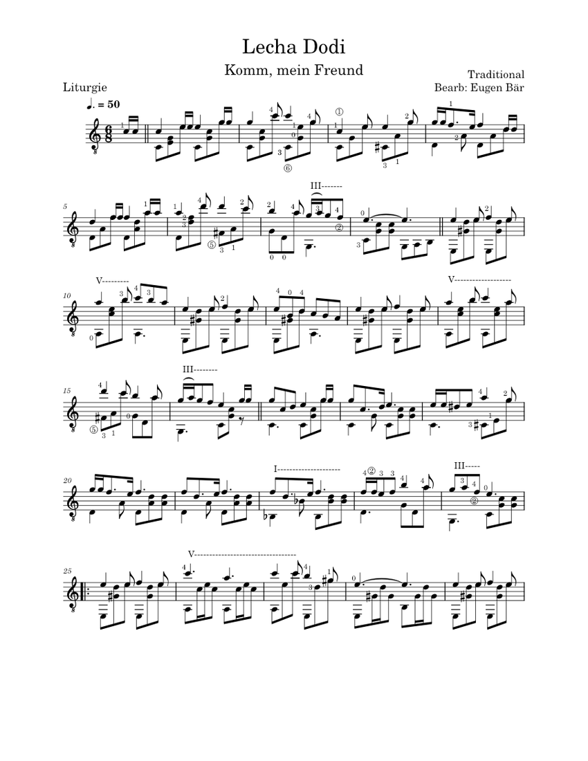 Lecha Dodi Sheet music for Guitar (Solo) | Musescore.com