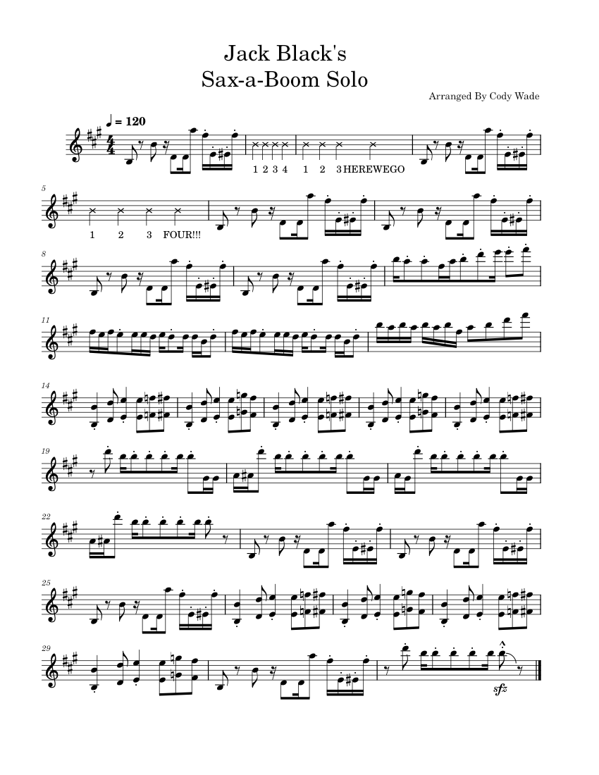 Jack Black's Sax-a-Boom Solo Sheet Music for Saxophone baritone (Solo ...