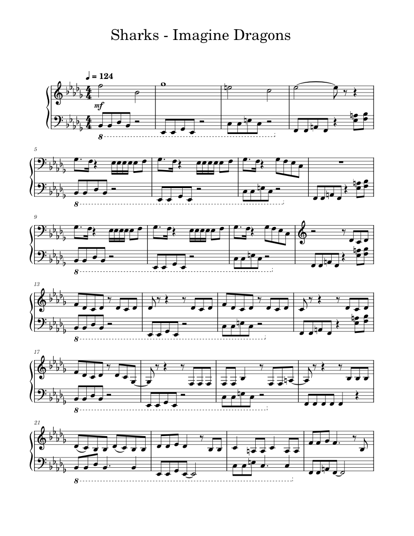 Sharks - Imagine Dragons Sheet Music for Piano (Solo) | MuseScore.com