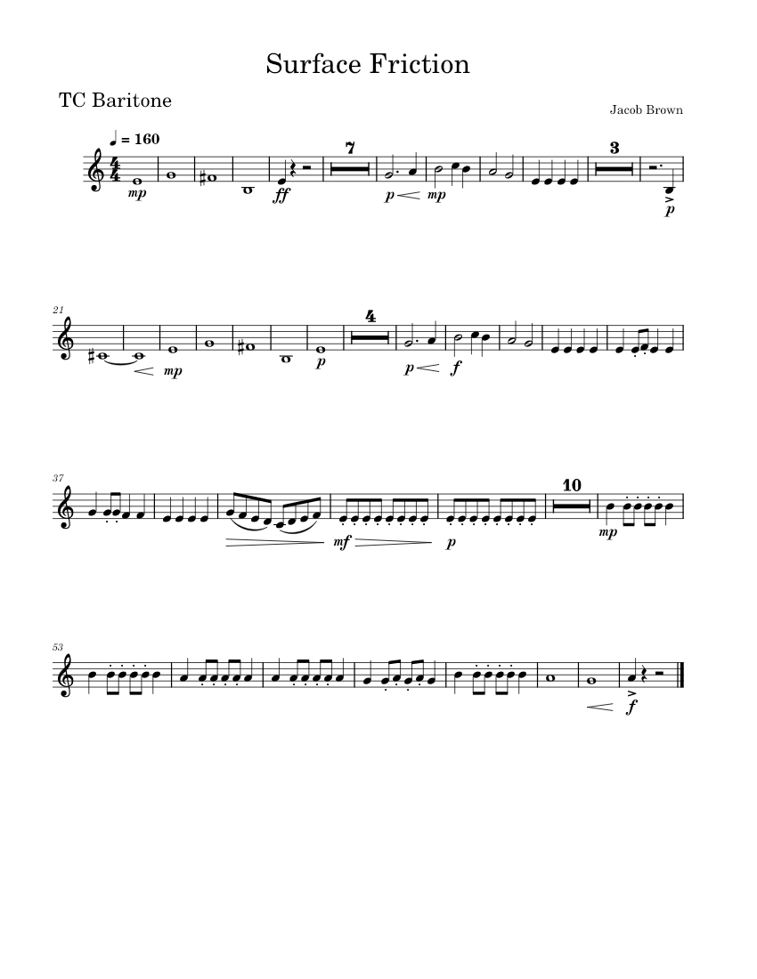 Surface Friction: Baritone TC-Jacob Brown Sheet music for Baritone horn ...