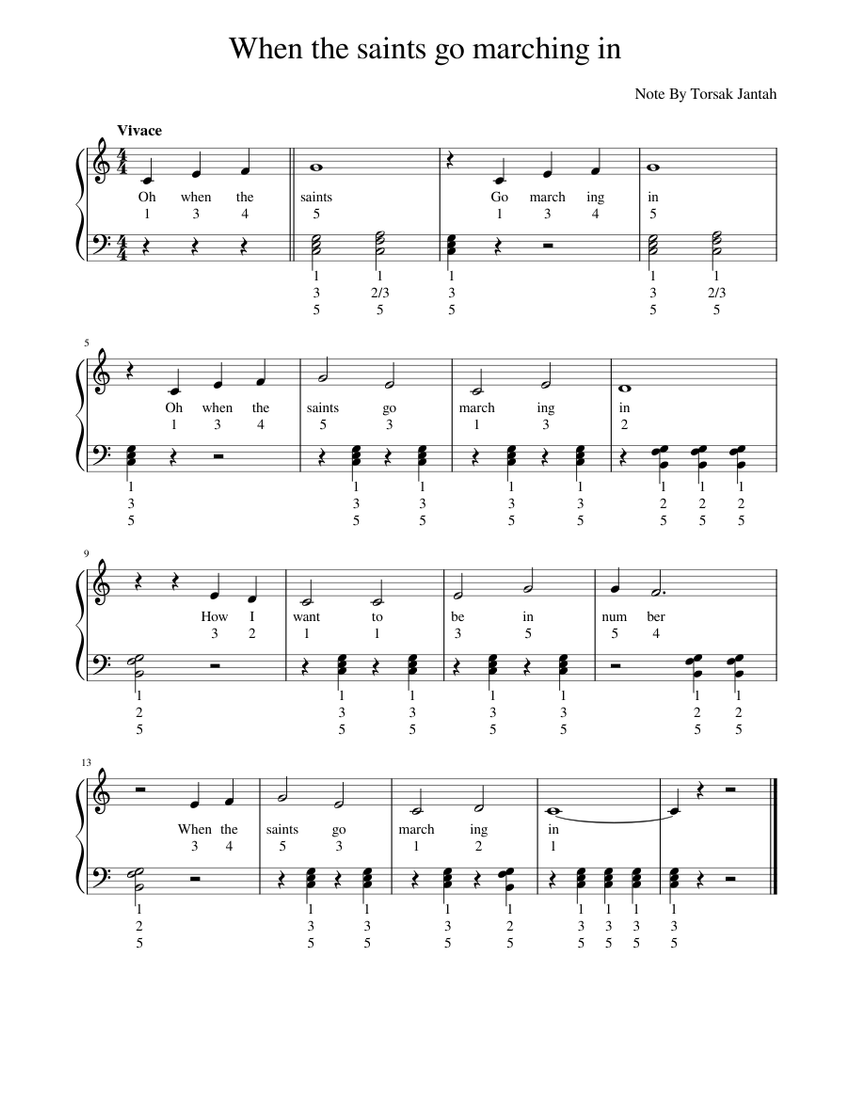 When the saints go marching in-Chords Sheet music for Piano (Solo) Easy ...