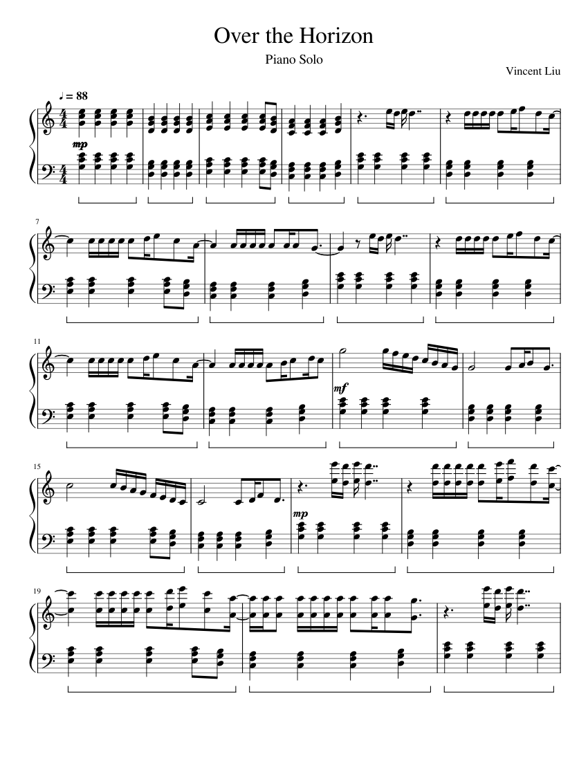 Over the Horizon Sheet Music for Piano (Solo) | MuseScore.com