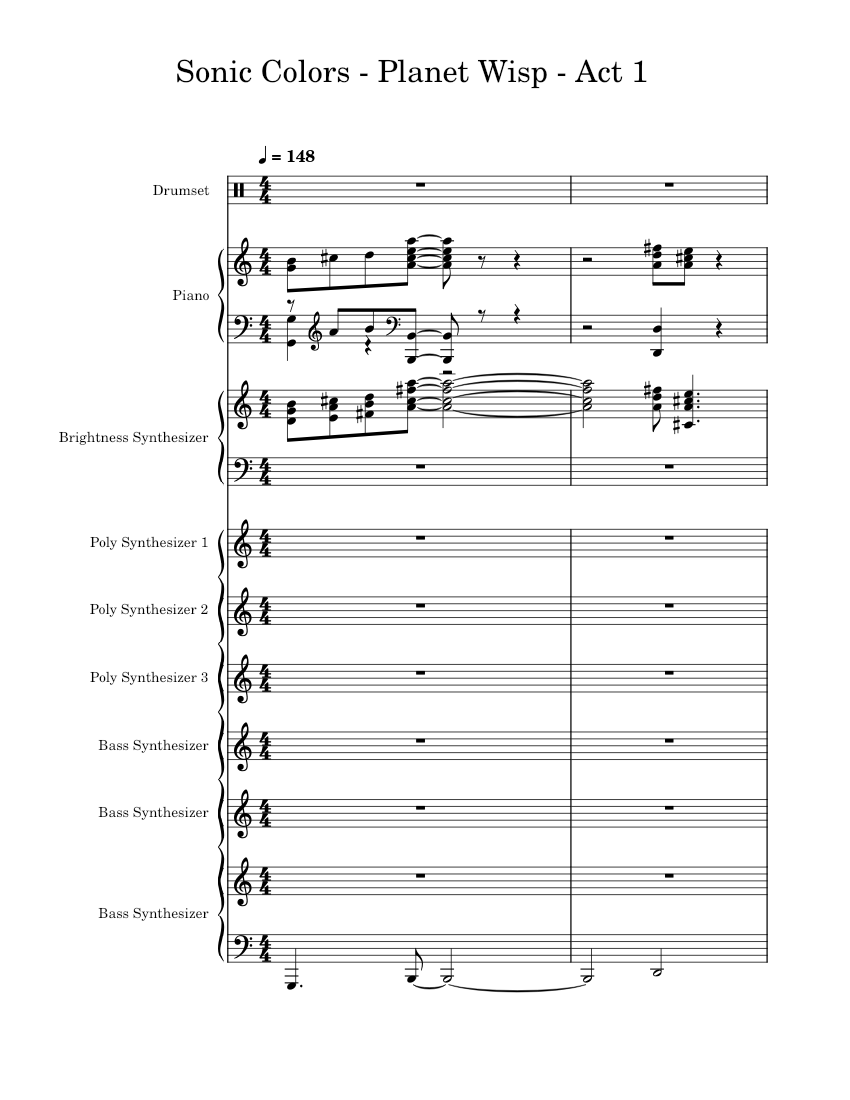 Sonic Colors - Planet Wisp - Act 1 Sheet music for Piano, Bass guitar ...