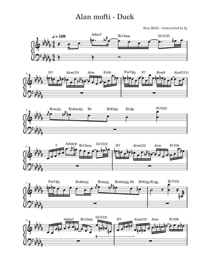 Duck – Alan motfi Sheet music for Piano (Solo) Easy | Musescore.com