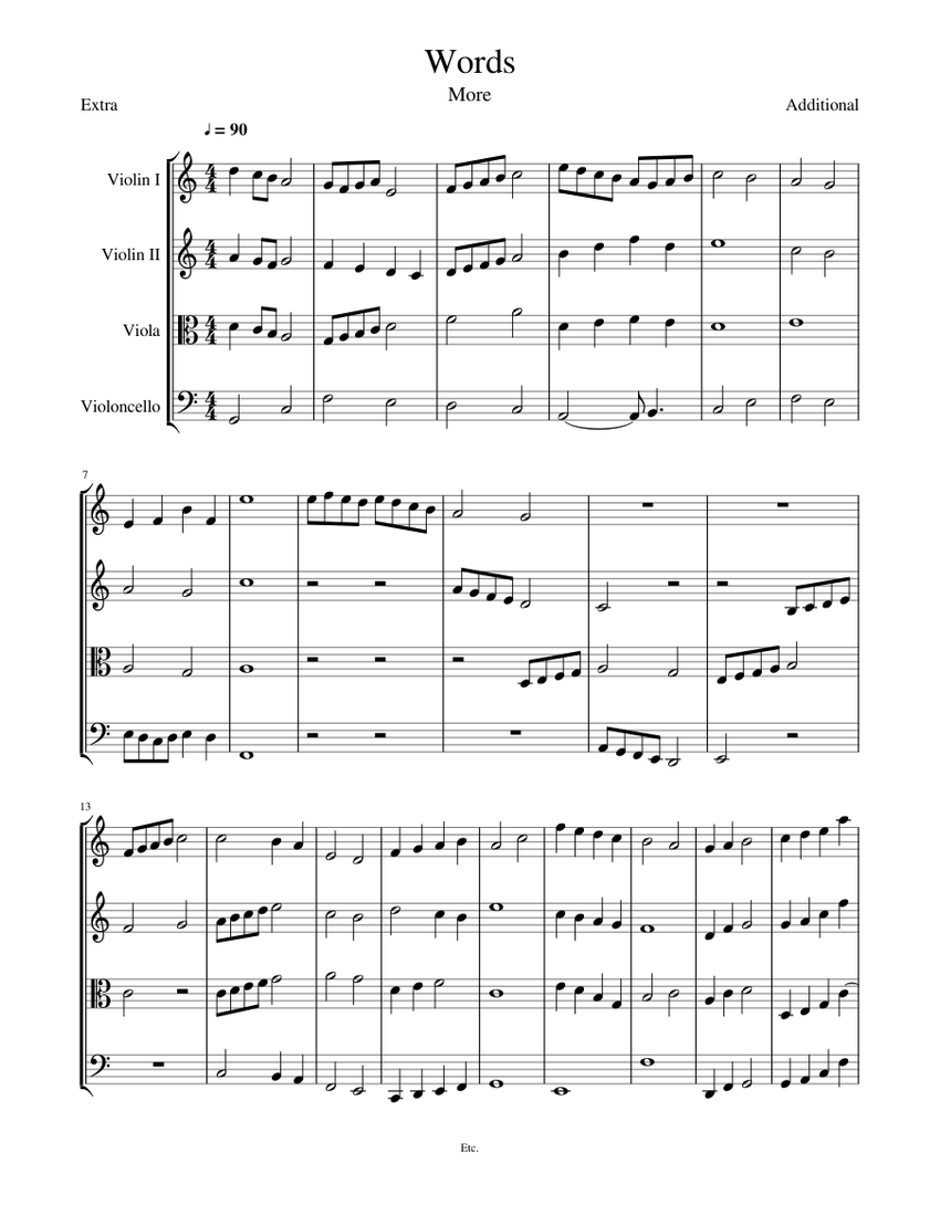 Pull the Strings Sheet music for Violin, Viola, Cello (String Quartet ...