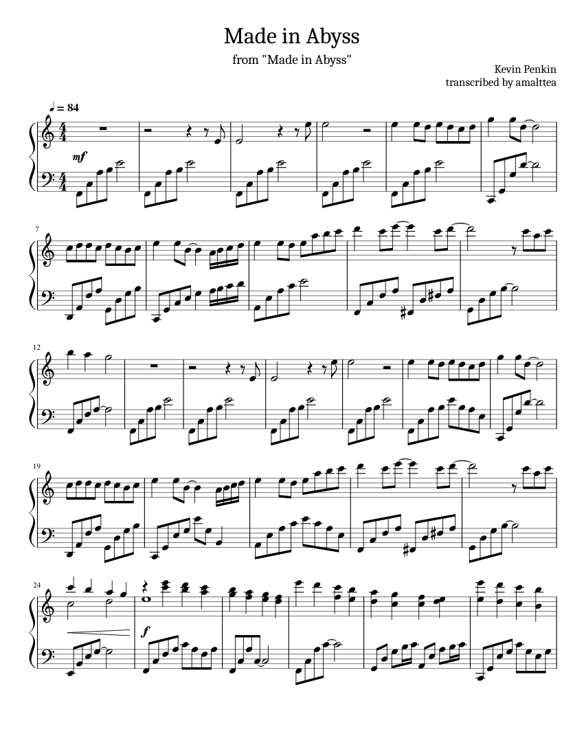 Made in Abyss Sheet music for Piano (Solo) | Musescore.com