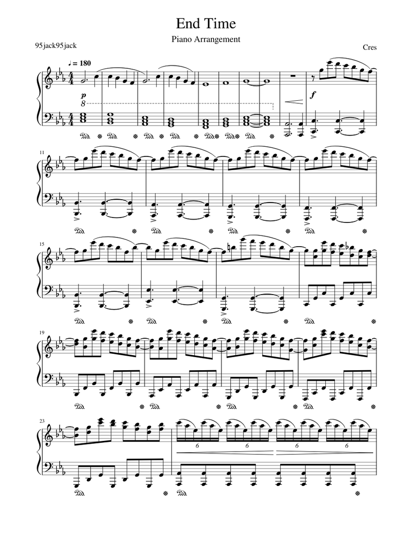 Cres - End Time [Piano Arrangment] Sheet Music for Piano (Solo) | MuseScore.com