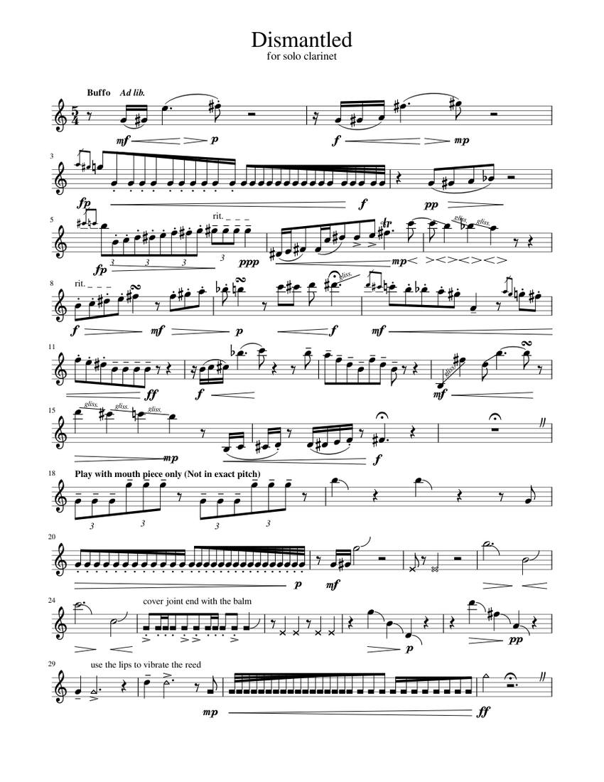 Clarinet solo Sheet Music for Clarinet in b-flat (Solo) | MuseScore.com