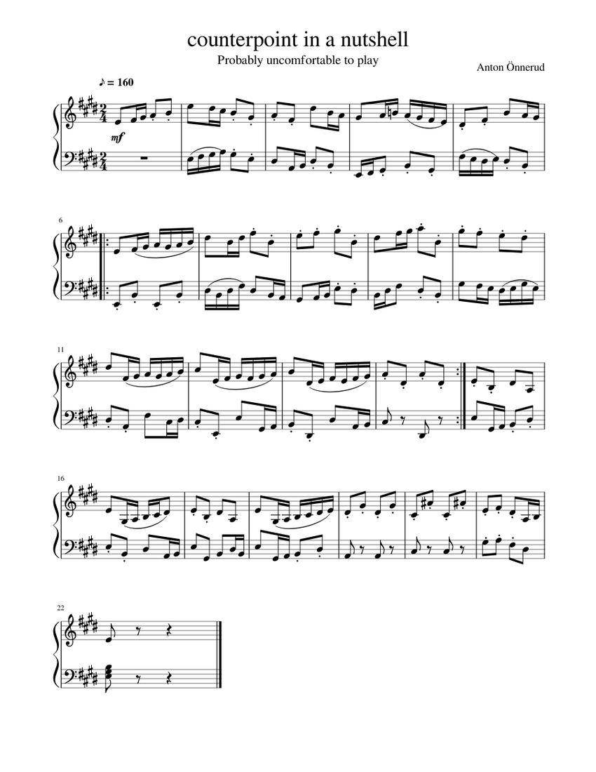 Short counterpoint etude Sheet music for Piano (Solo) Easy | Musescore.com