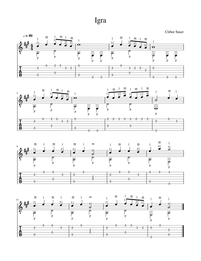 Ctibor Suser - Igra Sheet music for Guitar (Solo) | Musescore.com
