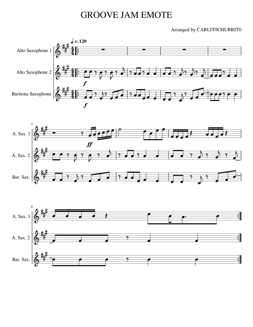 GROOVE JAM EMOTE by CARLIT0CHURRIT0 Sheet music for Saxophone alto ...