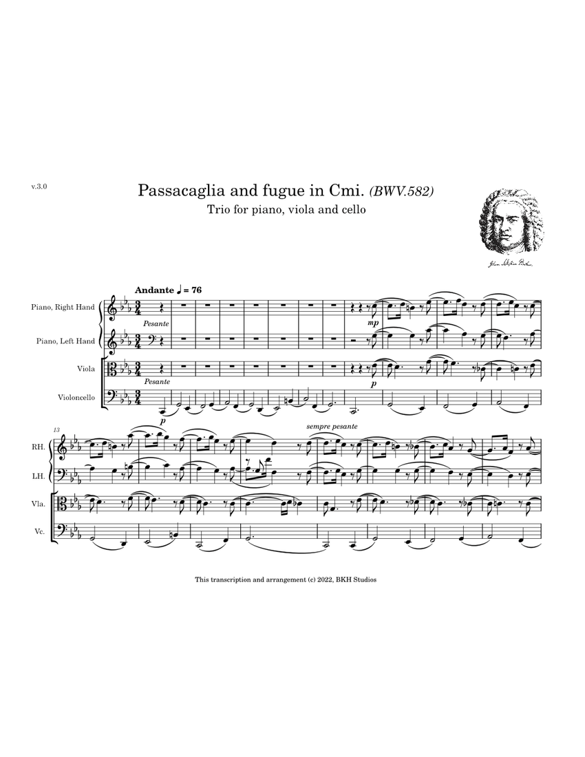 Passacaglia in C minor, BWV 582 – Johann Sebastian Bach Sheet Music for ...