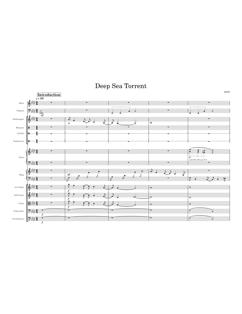 Deep Sea Torrent Sheet music for Piano, Tambourine, Flute, Timpani ...