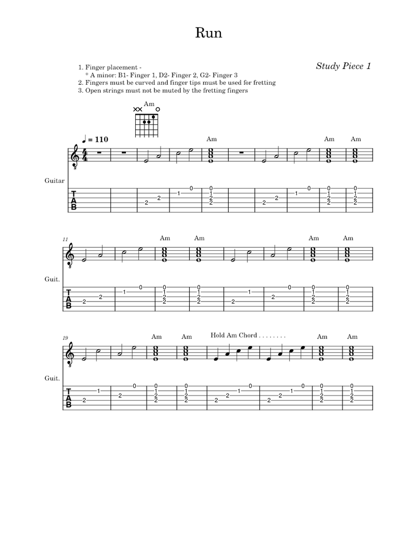 Run Sheet Music and Tab with Chords for Guitar (Solo) | MuseScore.com