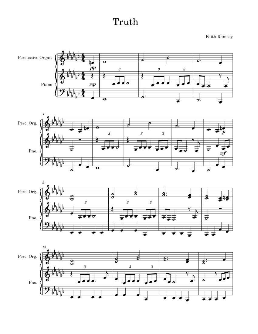 Truth Sheet music for Piano, Organ (Mixed Duet) | Musescore.com