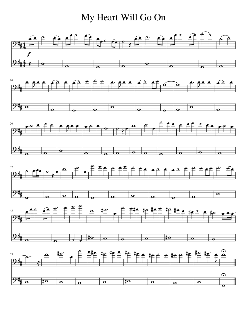 My Heart Will Go On (titanic) Sheet Music for Violin, Cello (String ...