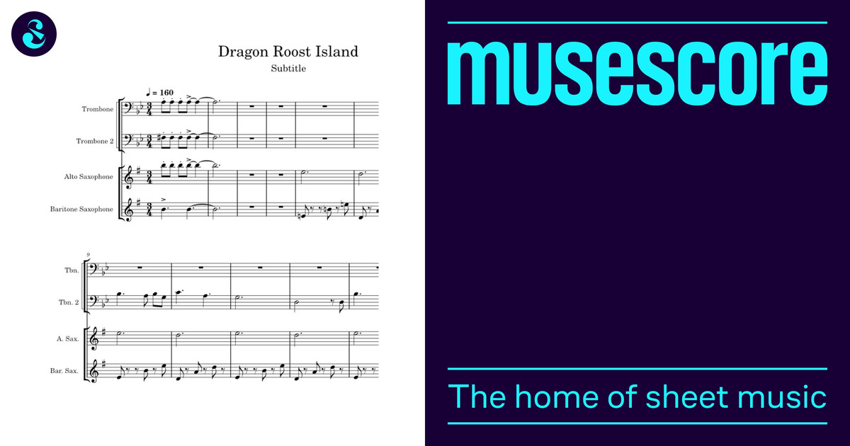 Dragon Roost Island Sheet music for Trombone, Saxophone alto, Saxophone ...