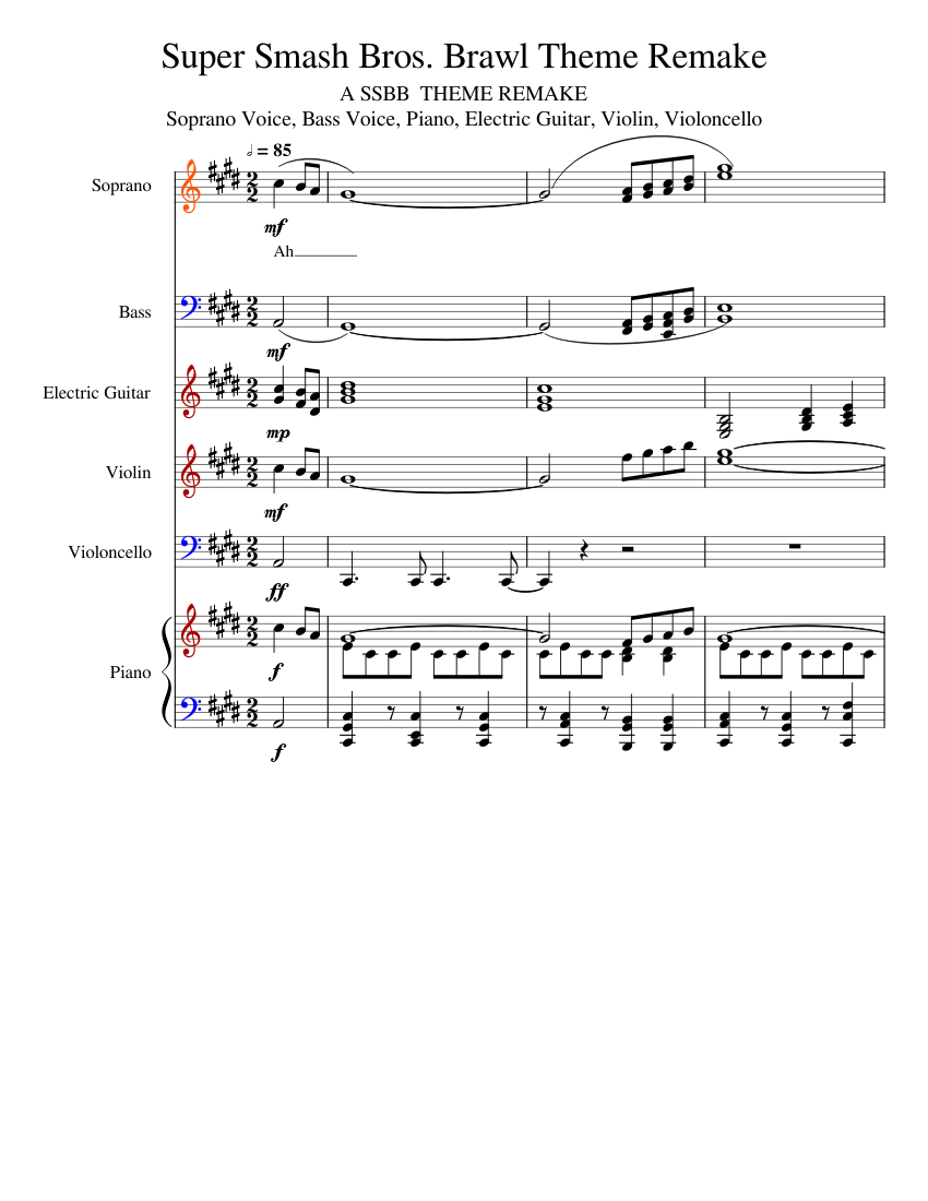 Super Smash Bros. Brawl Theme (A SSBB THEME REMAKE) Sheet Music for ...