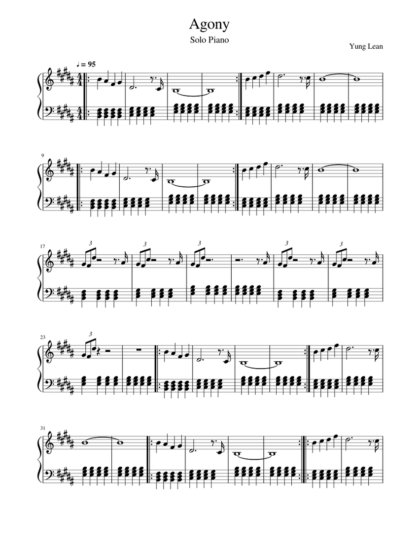 Agony (Piano Accompaniment) - Yung Lean Sheet music for Piano (Solo ...