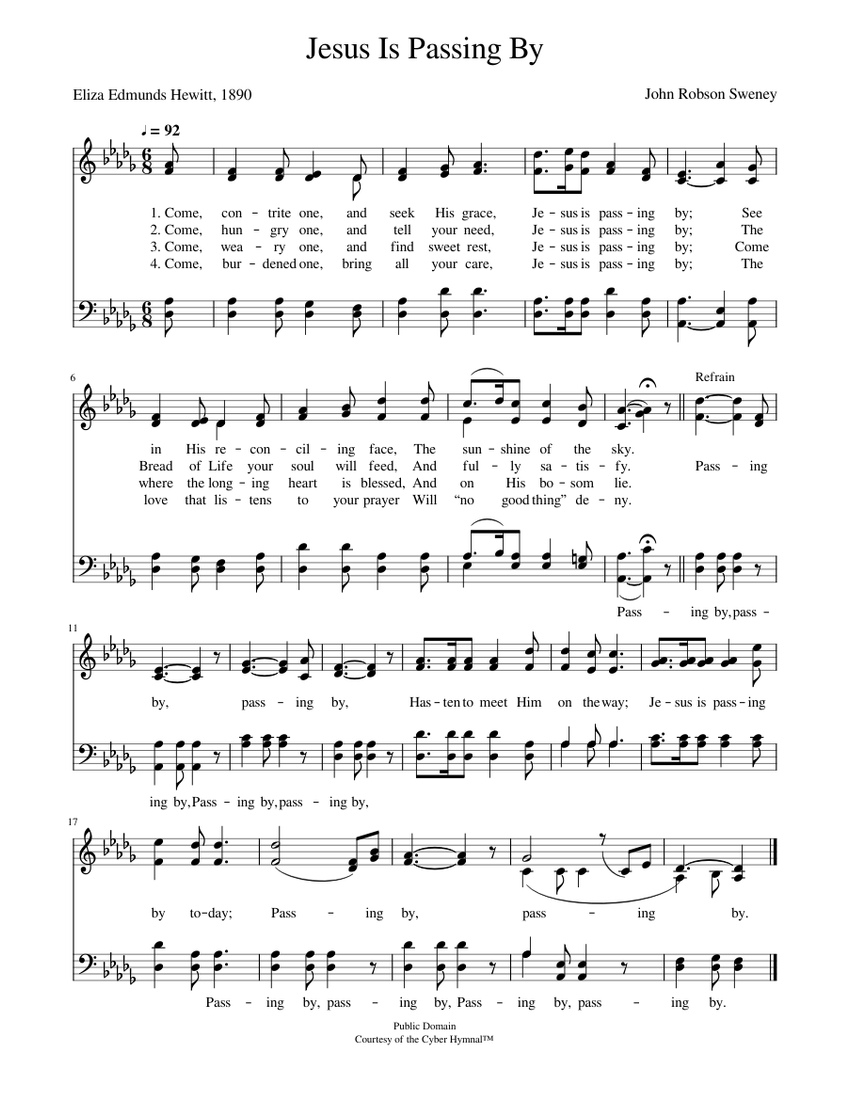 Jesus is passing by - John R. Sweney Sheet music for Piano (Piano Duo ...