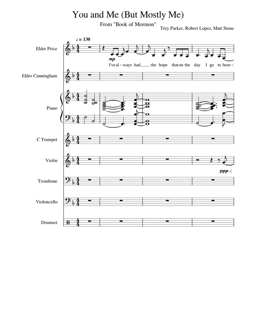 You and Me (But Mostly Me) Sheet Music for Piano, Trombone, Violin ...