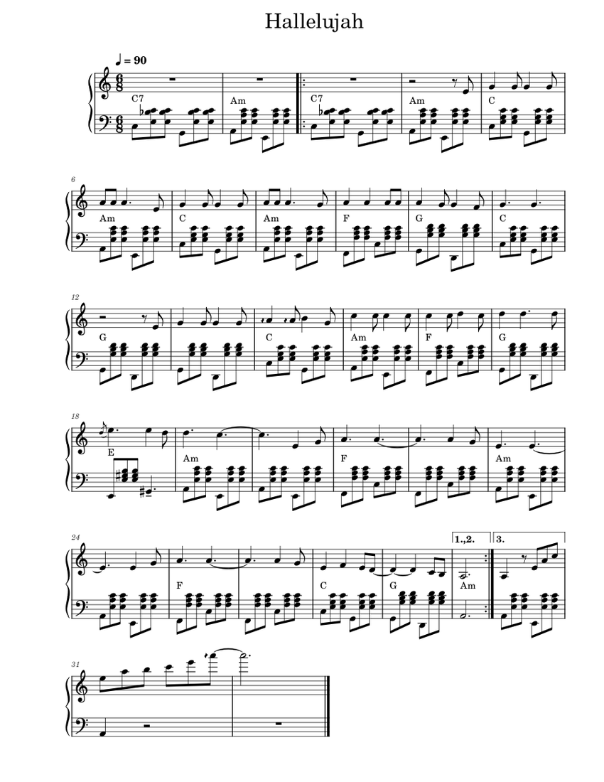 Hallelujah – Leonard Cohen Sheet music for Piano (Solo) | Musescore.com