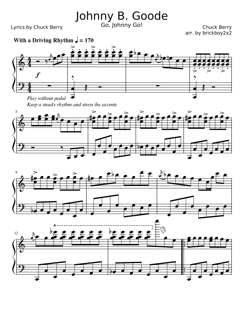 Johnny B. Goode – Chuck Berry Johnny B. Goode dó maior – Chuck Berry dó ...