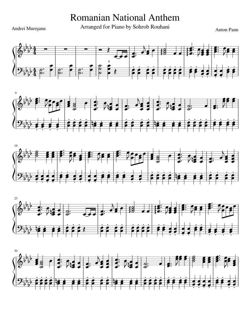 Romanian national anthem - desteapta-te romane - Misc Traditional Sheet ...