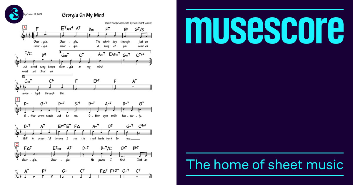 Georgia On My Mind - Hoagy Carmichael, Stuart Gorrell (Lead Sheet ...