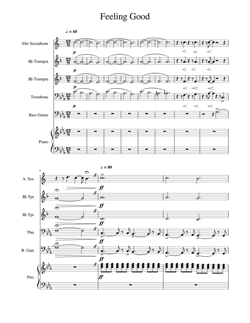 Feeling Good Sheet music for Piano, Trombone, Saxophone alto, Trumpet ...