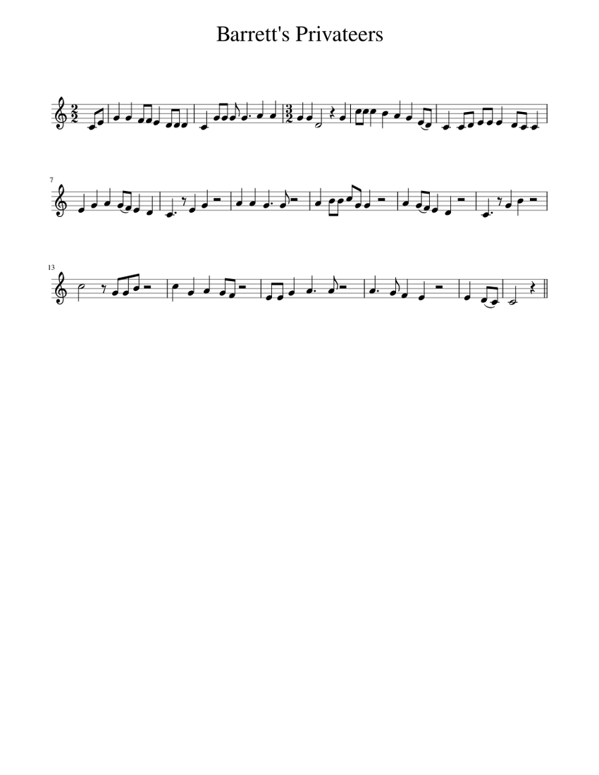 Barrett's Privateers Sheet music for Piano (Solo) Easy | Musescore.com